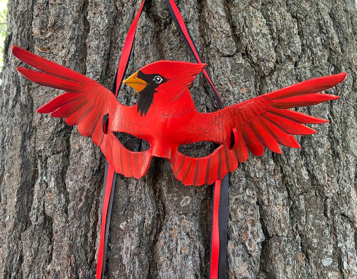 Cardinal Masquerade Leather Mask Custom Painted Mask Rigid - Etsy