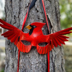 Cardinal Masquerade Leather Mask - Custom Painted Mask, Rigid Leather ...