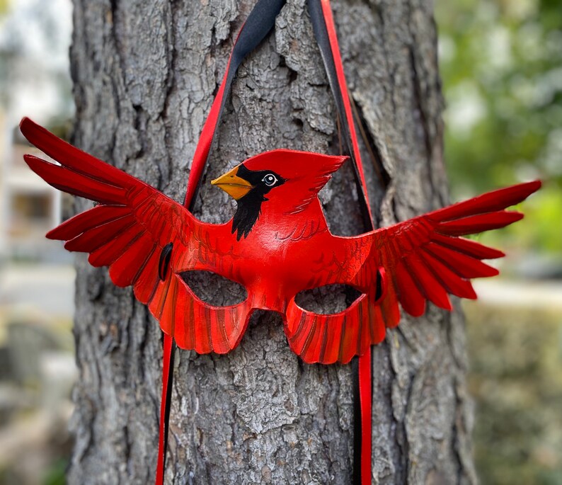 Cardinal Masquerade Leather Mask Custom Painted Mask Rigid - Etsy