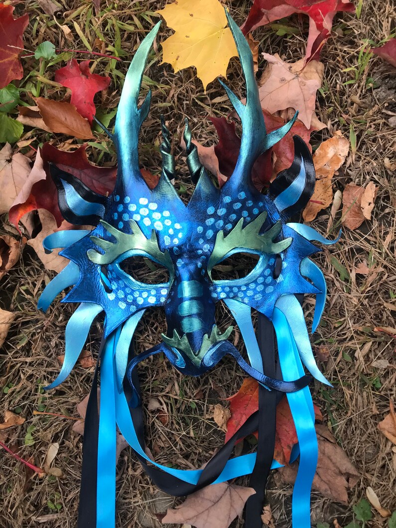 Custom Leather Frost Dragon Masquerade Mask Custom Painted - Etsy