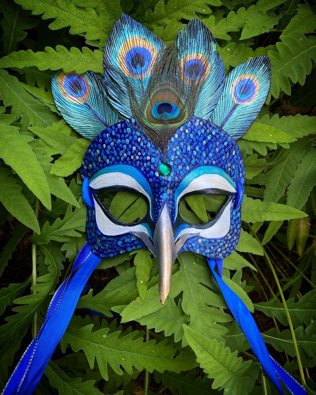 Custom Peacock Leather Masquerade Mask - Custom Painted Mask, Rigid ...