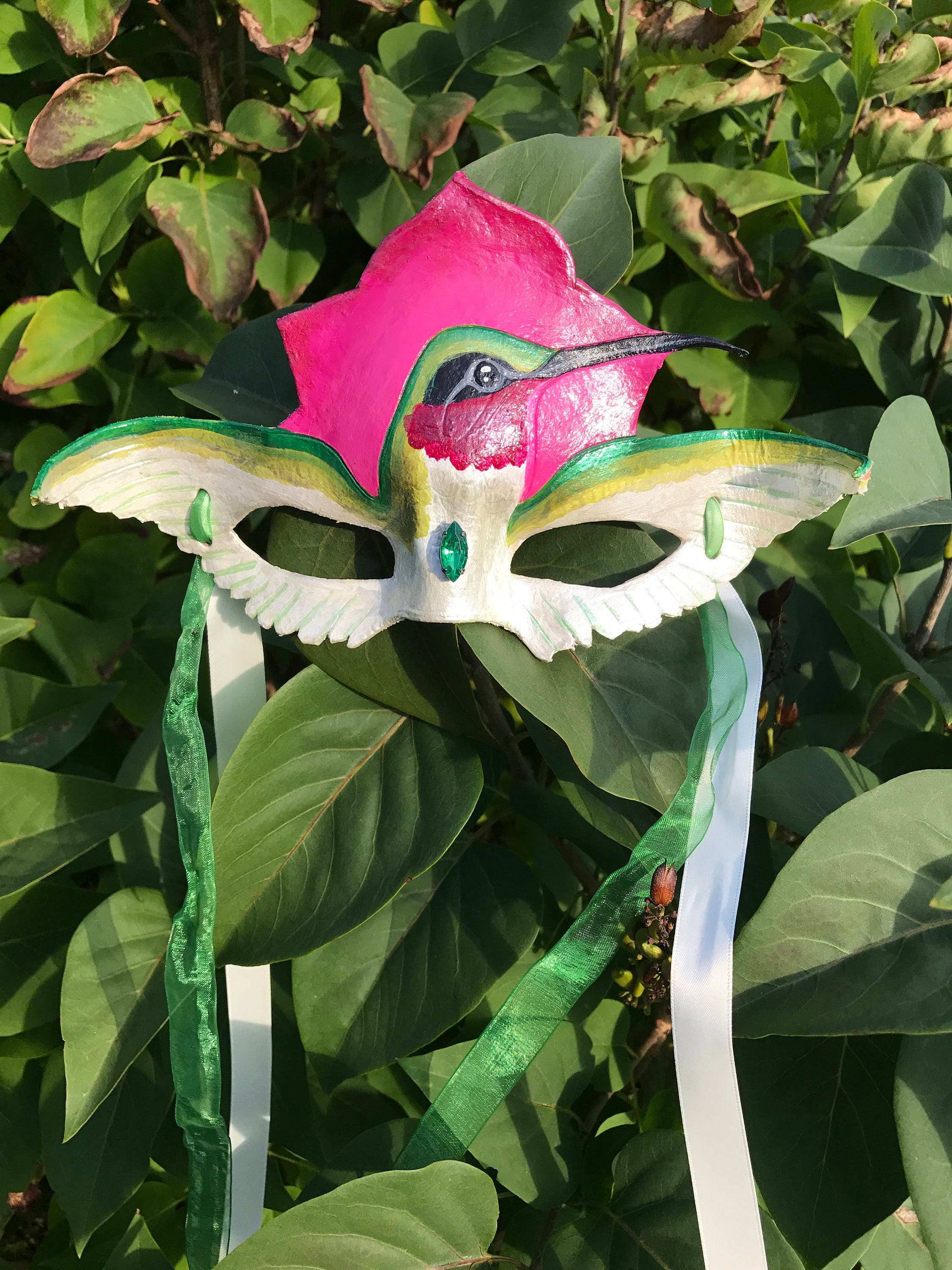Custom Hummingbird Leather Masquerade Mask Custom Painted | Etsy