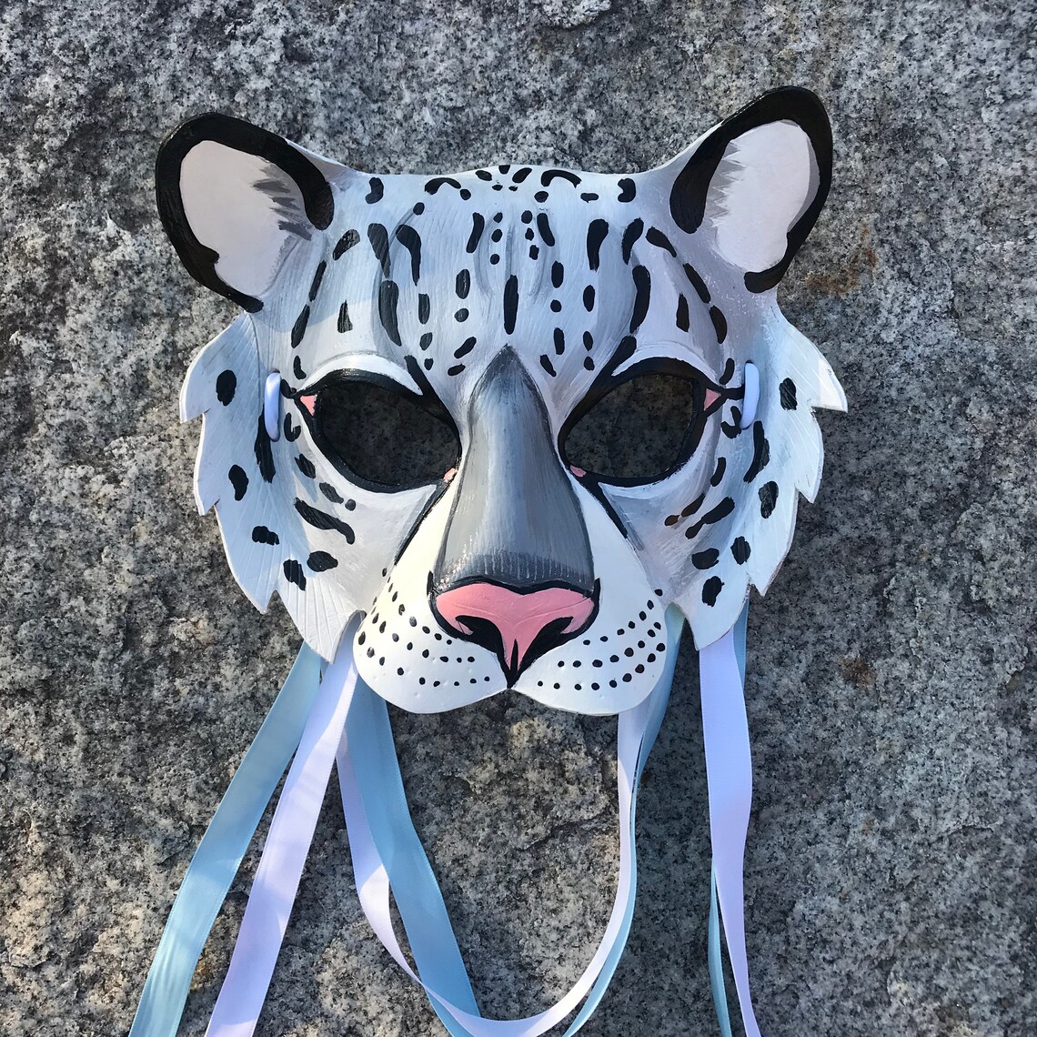 Custom Snow Leopard Leather Masquerade Mask - Etsy