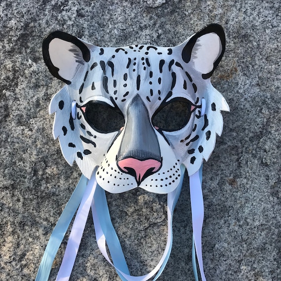 Custom Snow Leopard Leather Masquerade Mask | Etsy