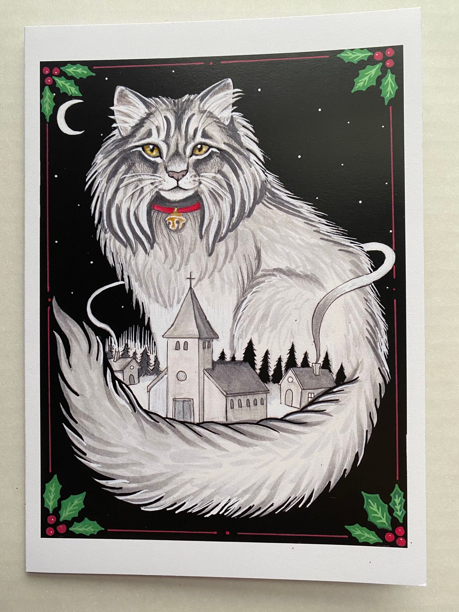 Yule Cat Jolakotturinn Icelandic Folklore Yuletide Christmas Greeting ...