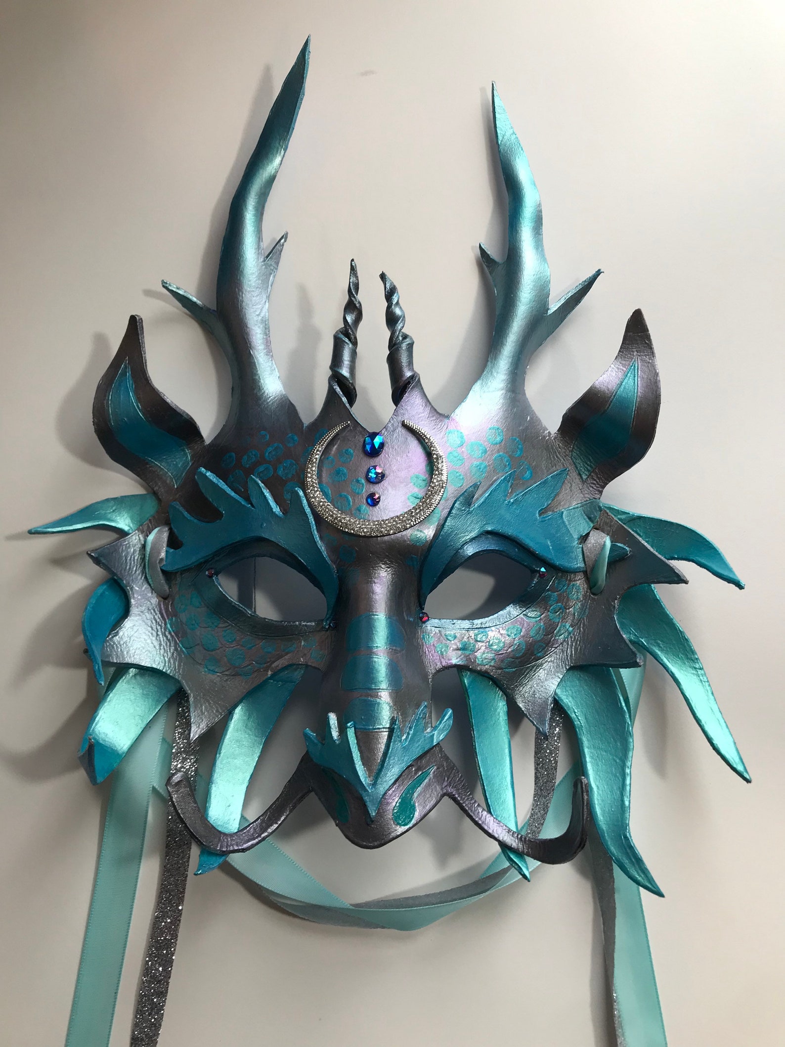 Custom Leather Frost Dragon Masquerade Mask Custom Painted - Etsy