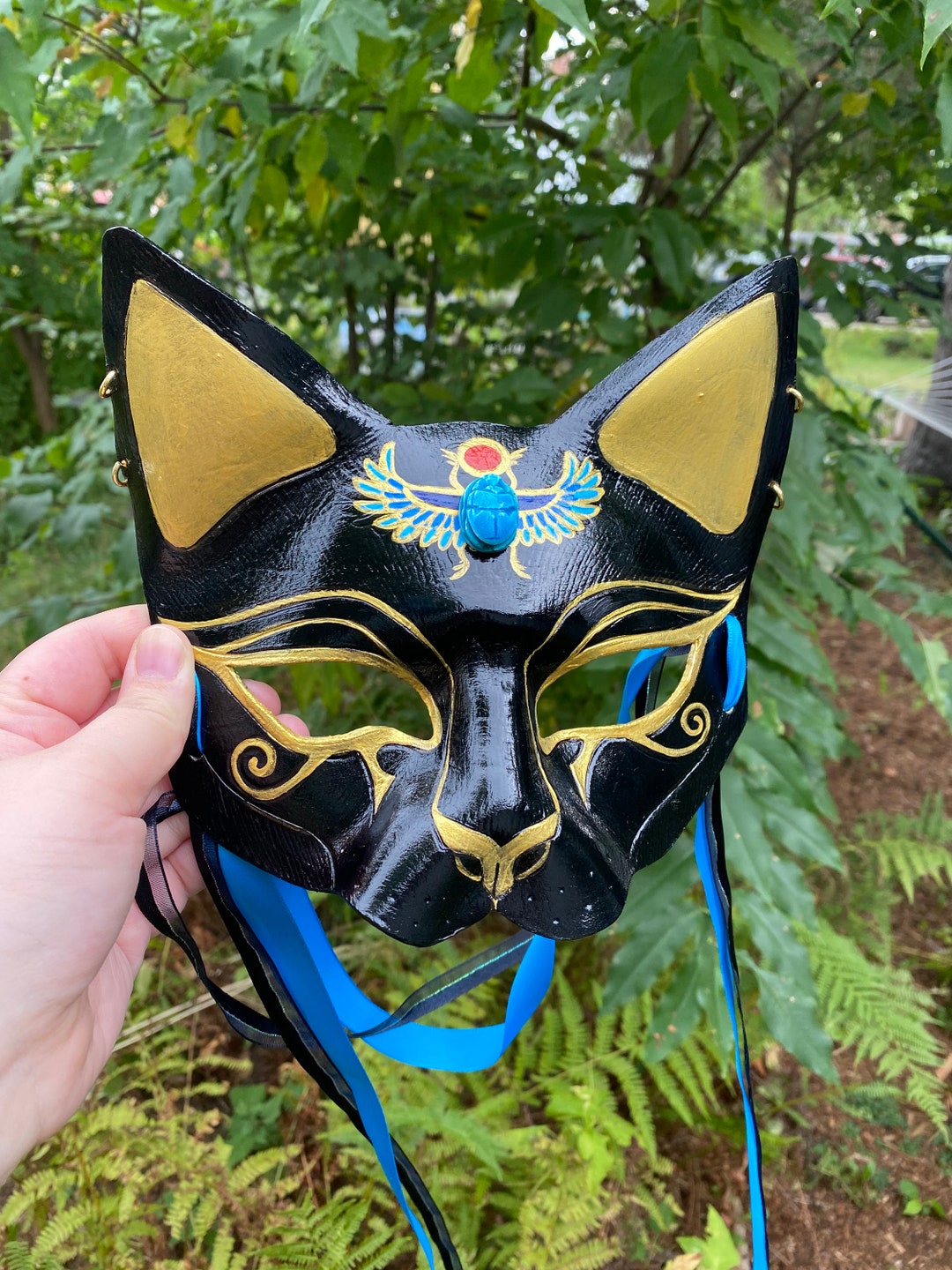Custom Bastet Egyptian Cat Masquerade Mask Ready for Costume or Display ...