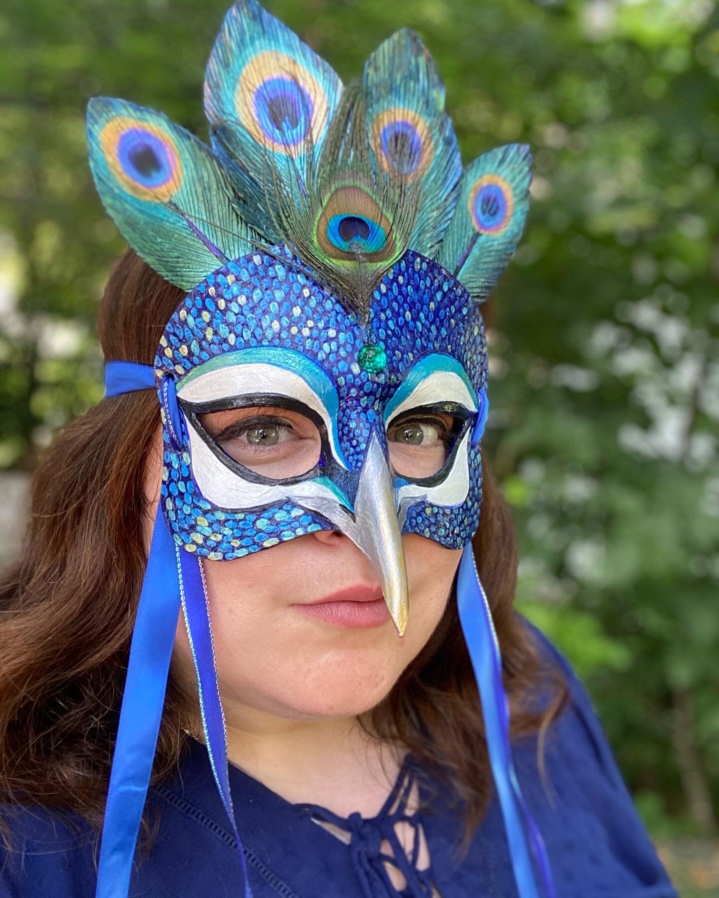 Custom Peacock Leather Masquerade Mask - Custom Painted Mask, Rigid ...