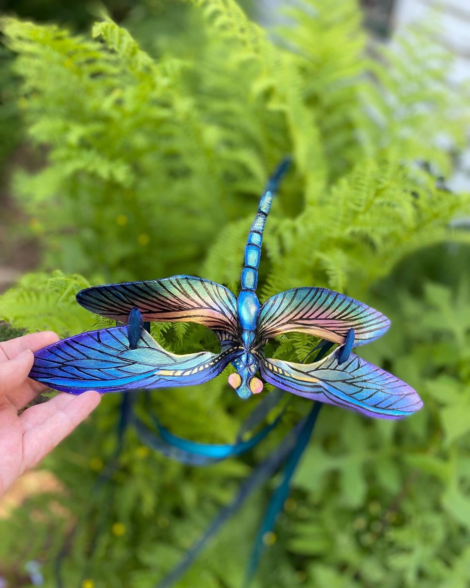 Iridescent Dragonfly Masquerade Leather Mask Custom Made to - Etsy
