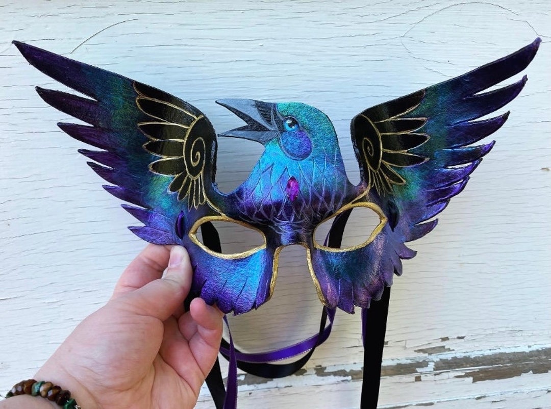 Raven Crow Custom Leather Masquerade Mask Rigid Ready to Wear or ...
