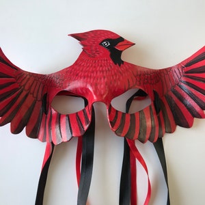 Cardinal Masquerade Leather Mask - Custom Painted Mask, Rigid Leather ...