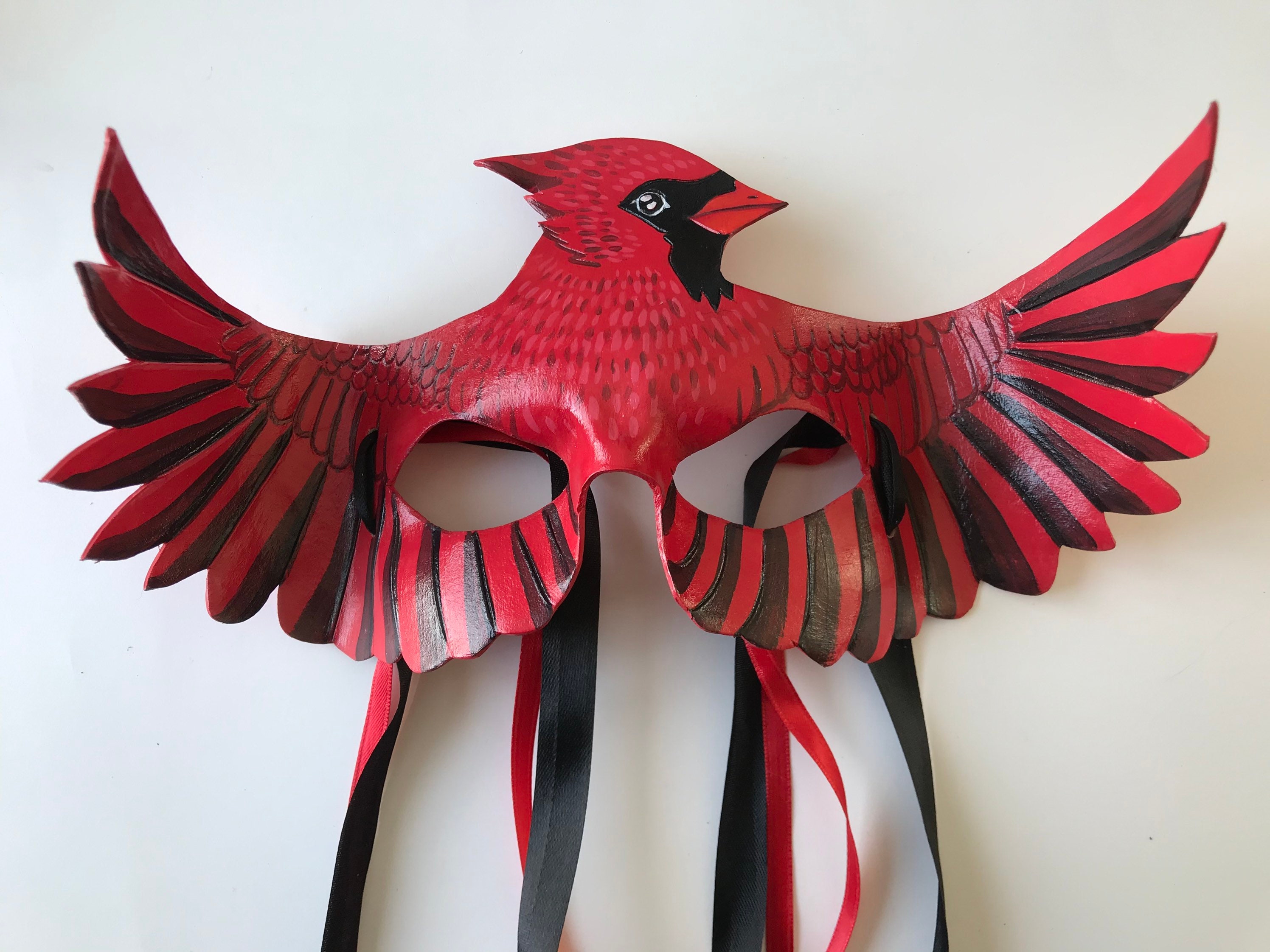 Cardinal Masquerade Leather Mask Custom Painted Mask Rigid | Etsy