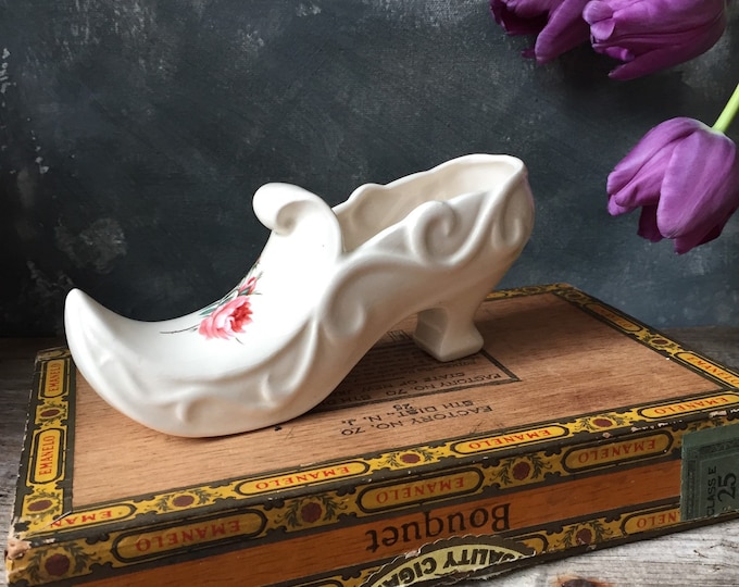 Ceramic Shoe Figurine | Vintage Ceramic Shoe Planter With Floral Decals ...