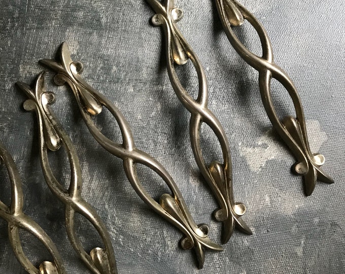Set of 6 Mid Century Pulls | 1950's Style Cabinet Pulls | Vintage Metal ...