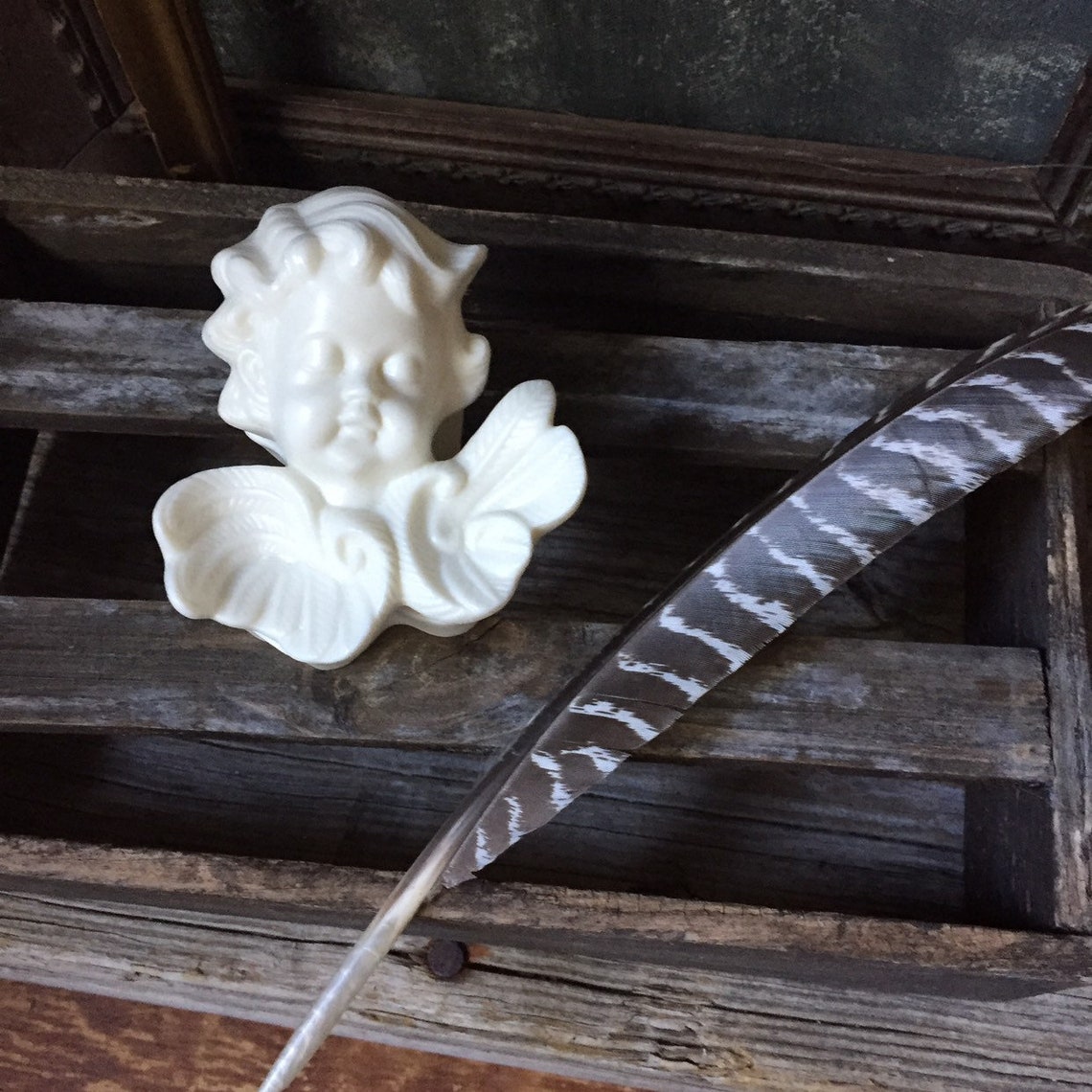 Cherub Trinket Box, Vintage Porcelain Angel Trinket Box, Angel ...