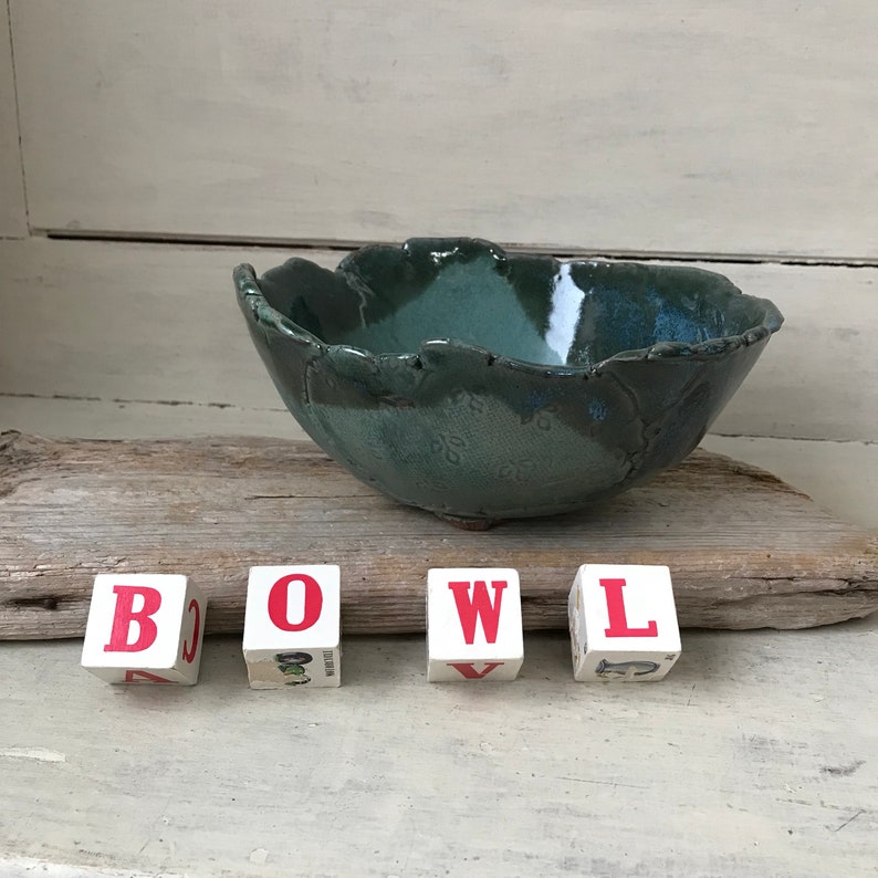 Blue Green Ceramic Bowl Hand Built Bowl Boho Pottery Bowl | Etsy