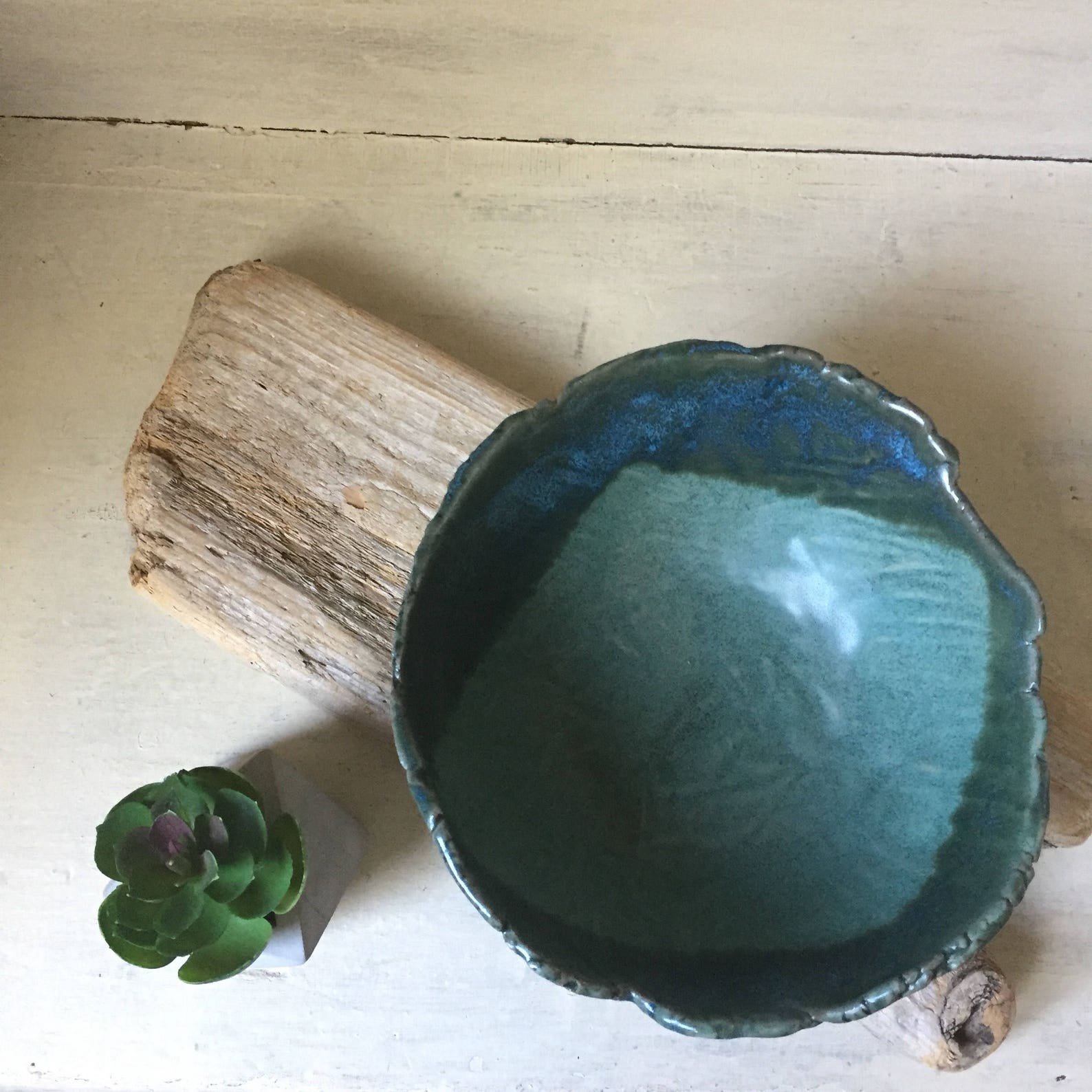 Blue Green Ceramic Bowl Hand Built Bowl Boho Pottery Bowl | Etsy