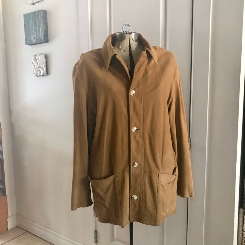 Vintage 70s Butter Soft Suede Chamois Button Front Leather Shirt Jacket ...