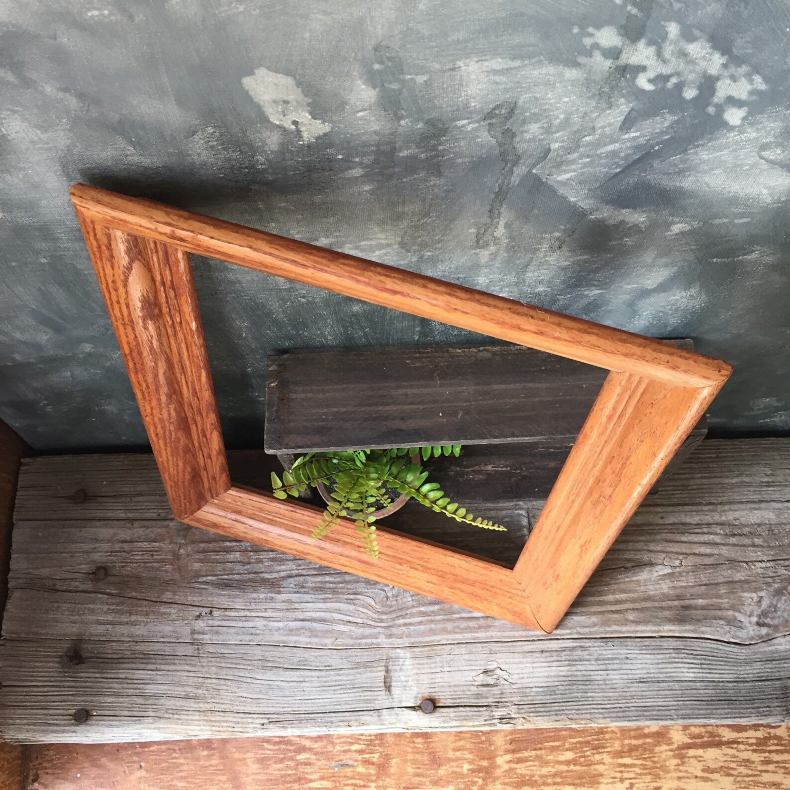 Wood Picture Frame, Mid Century Modern Oak Wood Frame, Vintage Cottage ...