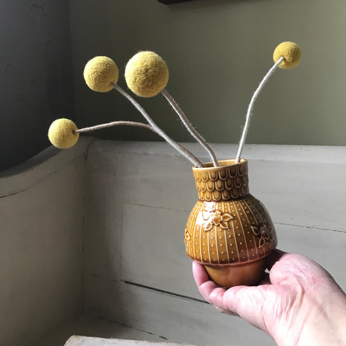 Vintage Vase With Hand Crafted Wool Billy Balls Curated | Etsy Canada