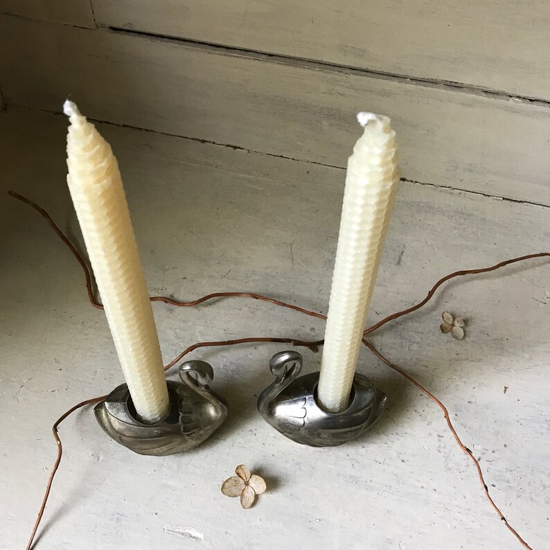 Swan Candleholders Vintage Pair Silverplate Swans Candle - Etsy