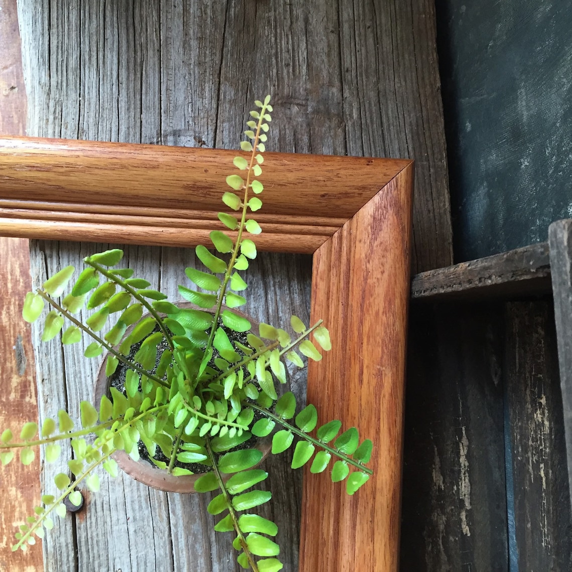 Wood Picture Frame, Mid Century Modern Oak Wood Frame, Vintage Cottage ...