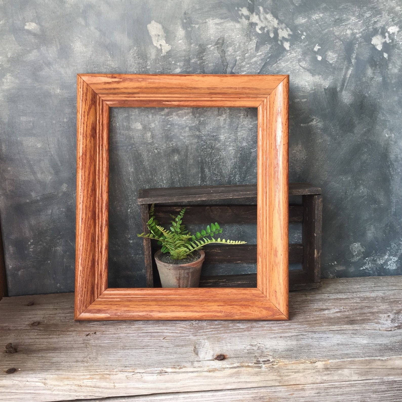 Wood Picture Frame, Mid Century Modern Oak Wood Frame, Vintage Cottage ...