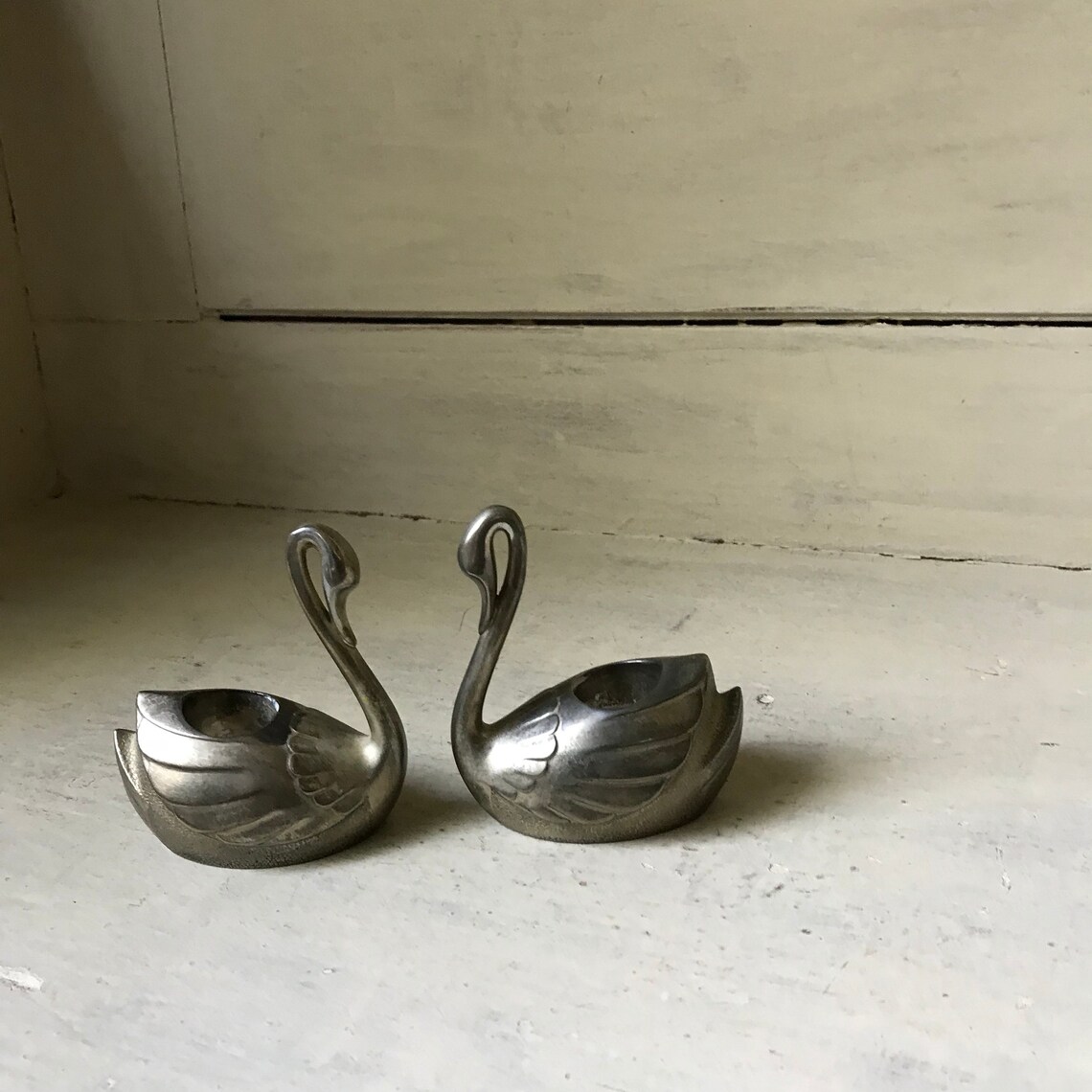 Swan Candleholders Vintage Pair Silverplate Swans Candle - Etsy