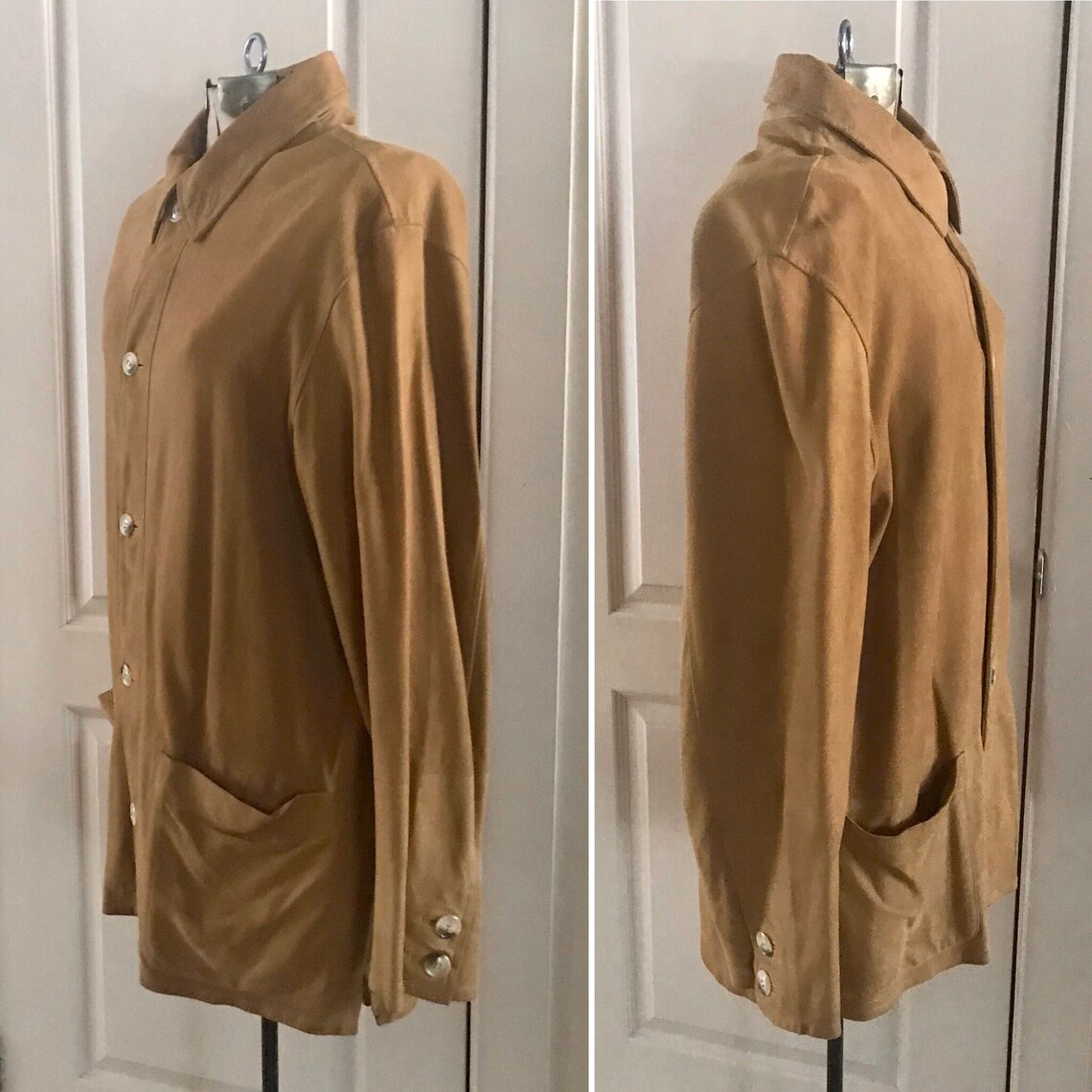 Vintage 70s Butter Soft Suede Chamois Button Front Leather Shirt Jacket ...