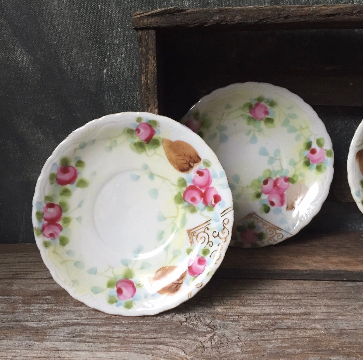 Floral Pattern China Saucers Vintage Hand Painted Saucer Set | Etsy