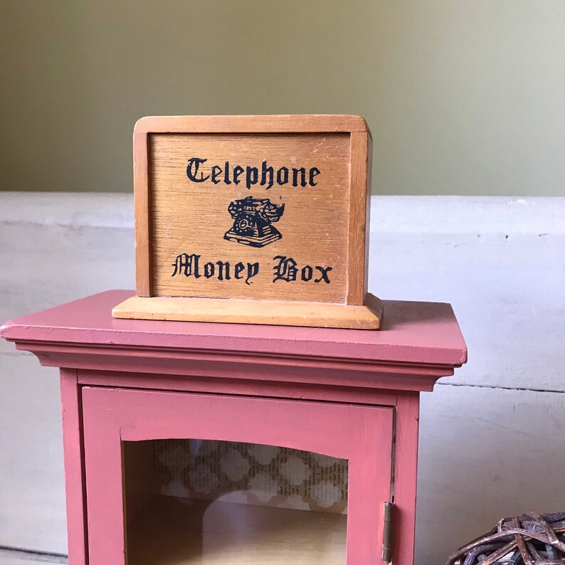 Vintage Wooden Telephone Money Box Mid Century Modern Phone | Etsy