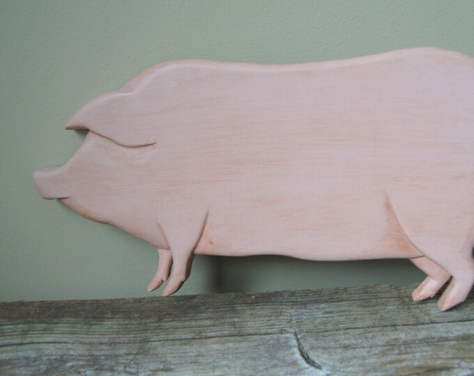 This Little Piggie - Hand Carved Pig Wall Hanging - Country Decor Pig ...
