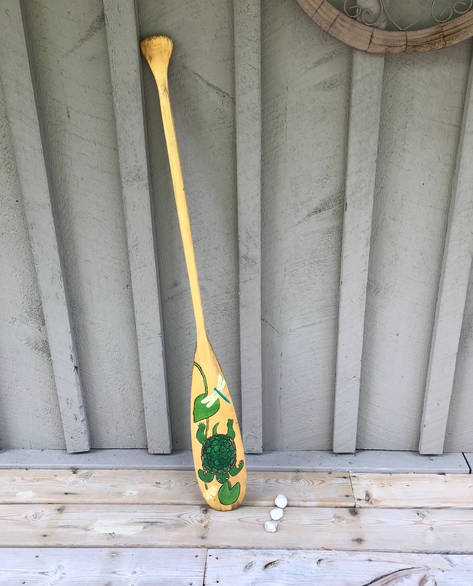 Wooden Canoe Paddle Hand Painted Turtle and Dragonfly Paddle - Etsy Canada