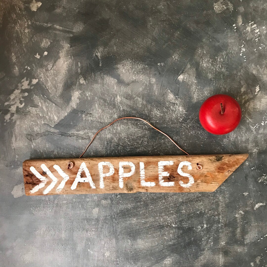 Rustic Driftwood Apple Sign, Wood Wall Sign, Handmade Rustic Home Decor ...