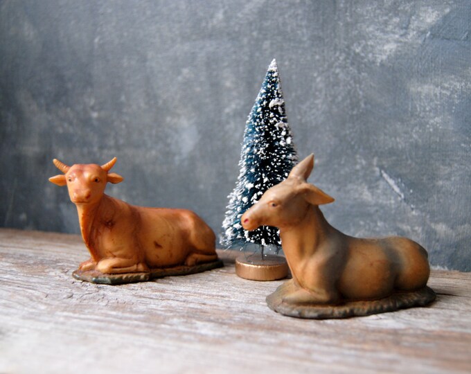 Nativity Stable Animals Creche Scene Figurines Vintage Christmas ...