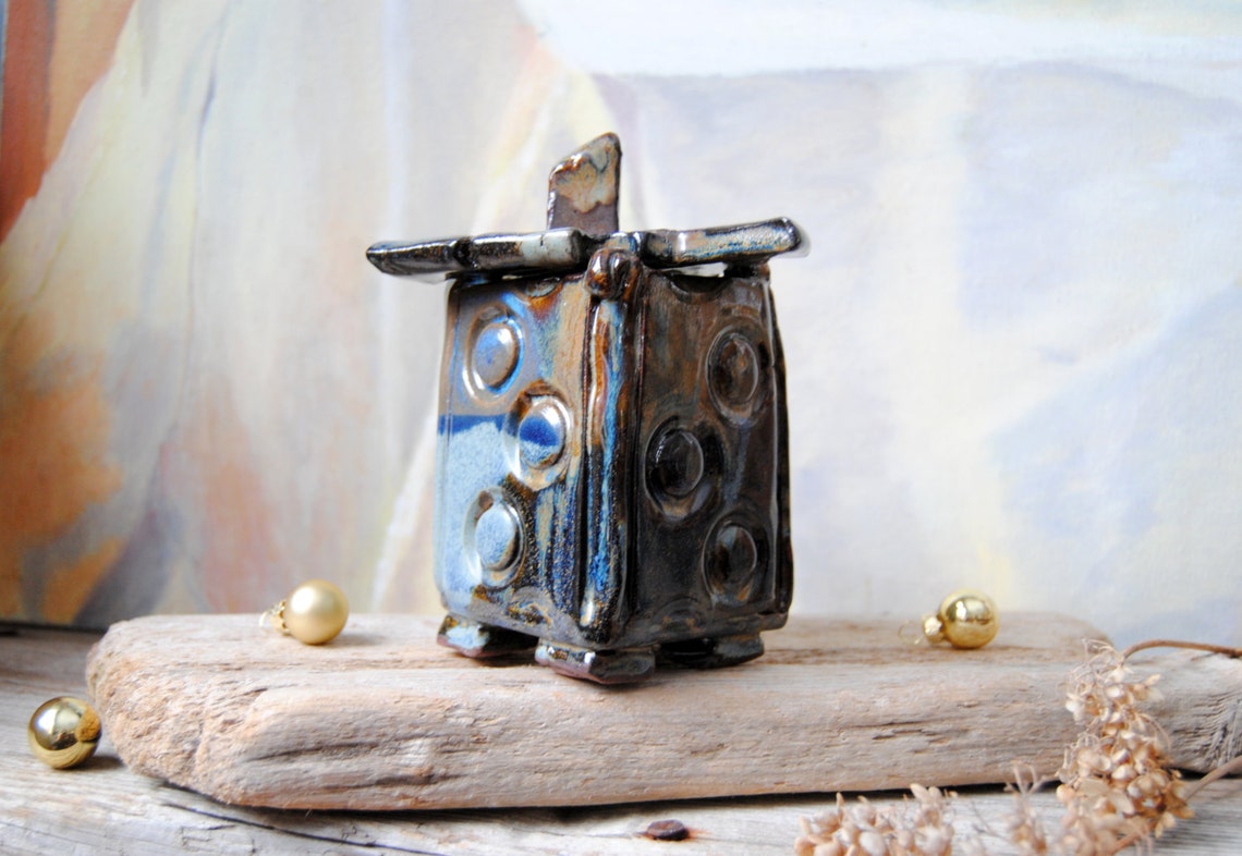 Hand Built Pottery Box Ceramic Abstract Vessel Treasure Box | Etsy