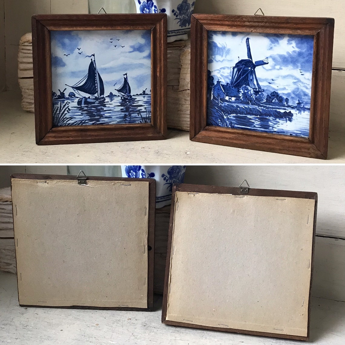 Set of 2 Framed Delft Tile Wall Hangings Vintage Delft Blue | Etsy