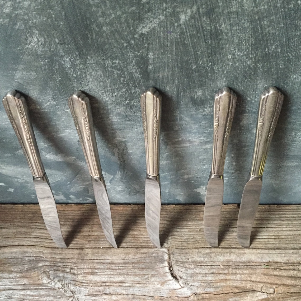 Knife Set With Silver Plate Handles Set of 5 Vintage Dinner - Etsy