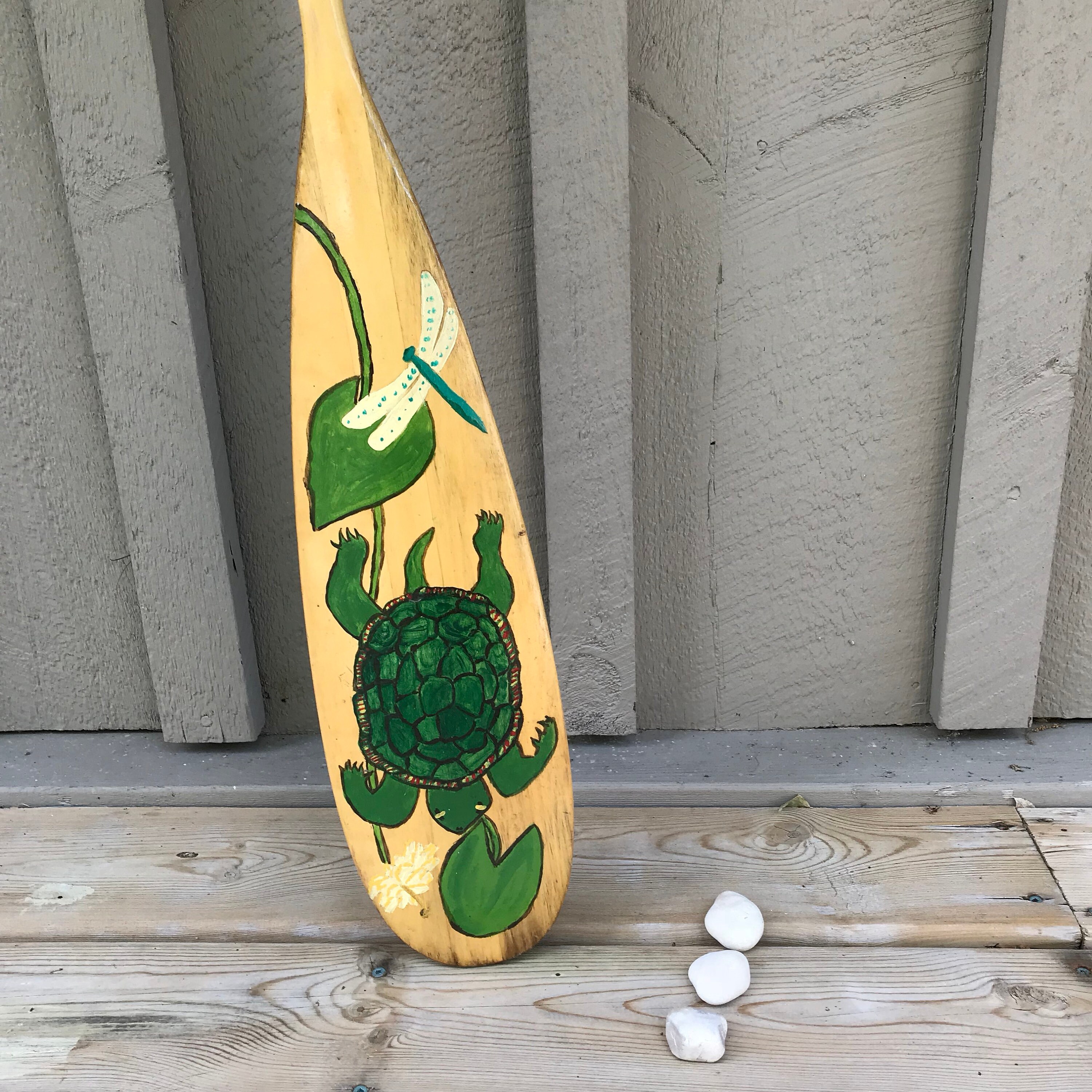 Wooden Canoe Paddle Hand Painted Turtle and Dragonfly Paddle - Etsy Canada