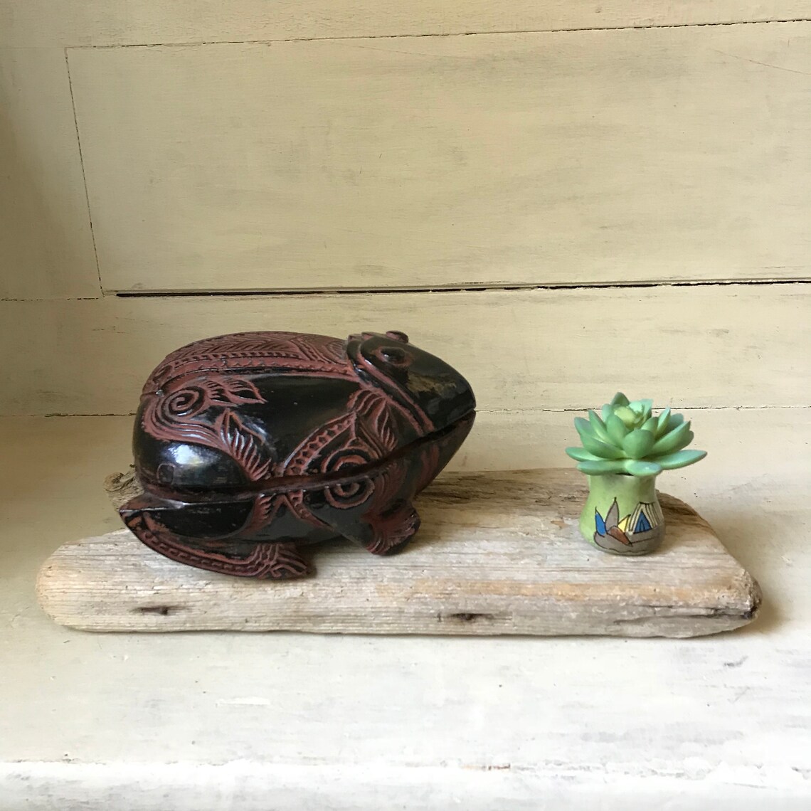 Wooden Frog Carved Box Vintage Handmade Frog Trinket Box - Etsy