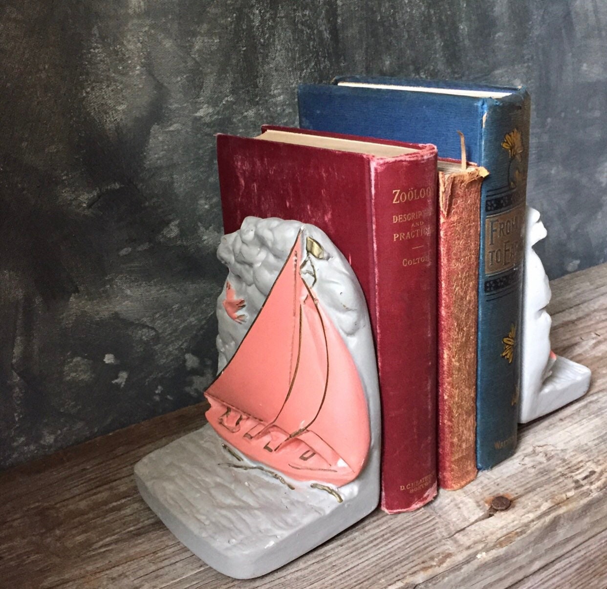 Sailing Ship Bookend Set Vintage Chalkware Schooner Bookends - Etsy Canada