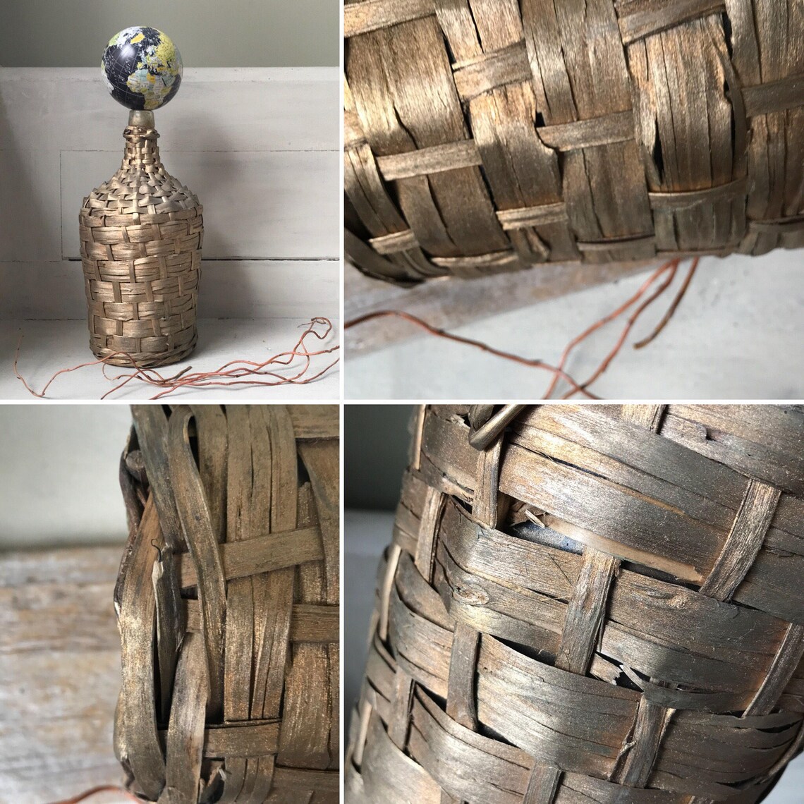 Wicker Wrapped Bottle Vintage Wine Bottle Rustic Demijohn - Etsy
