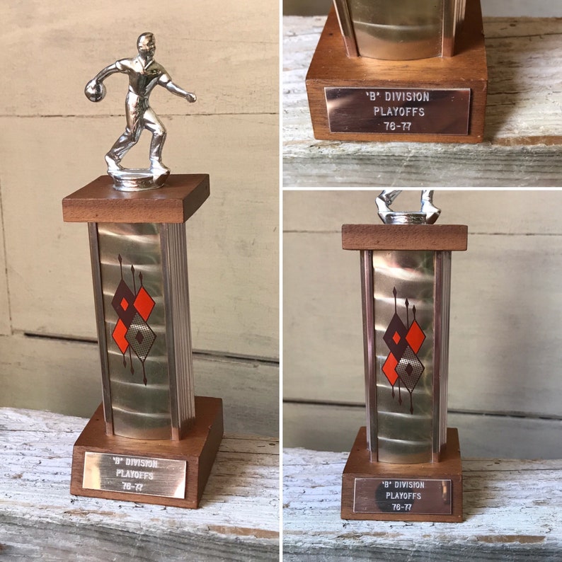 Mid Century Modern Bowling Trophy Atomic Era Design Wood and | Etsy