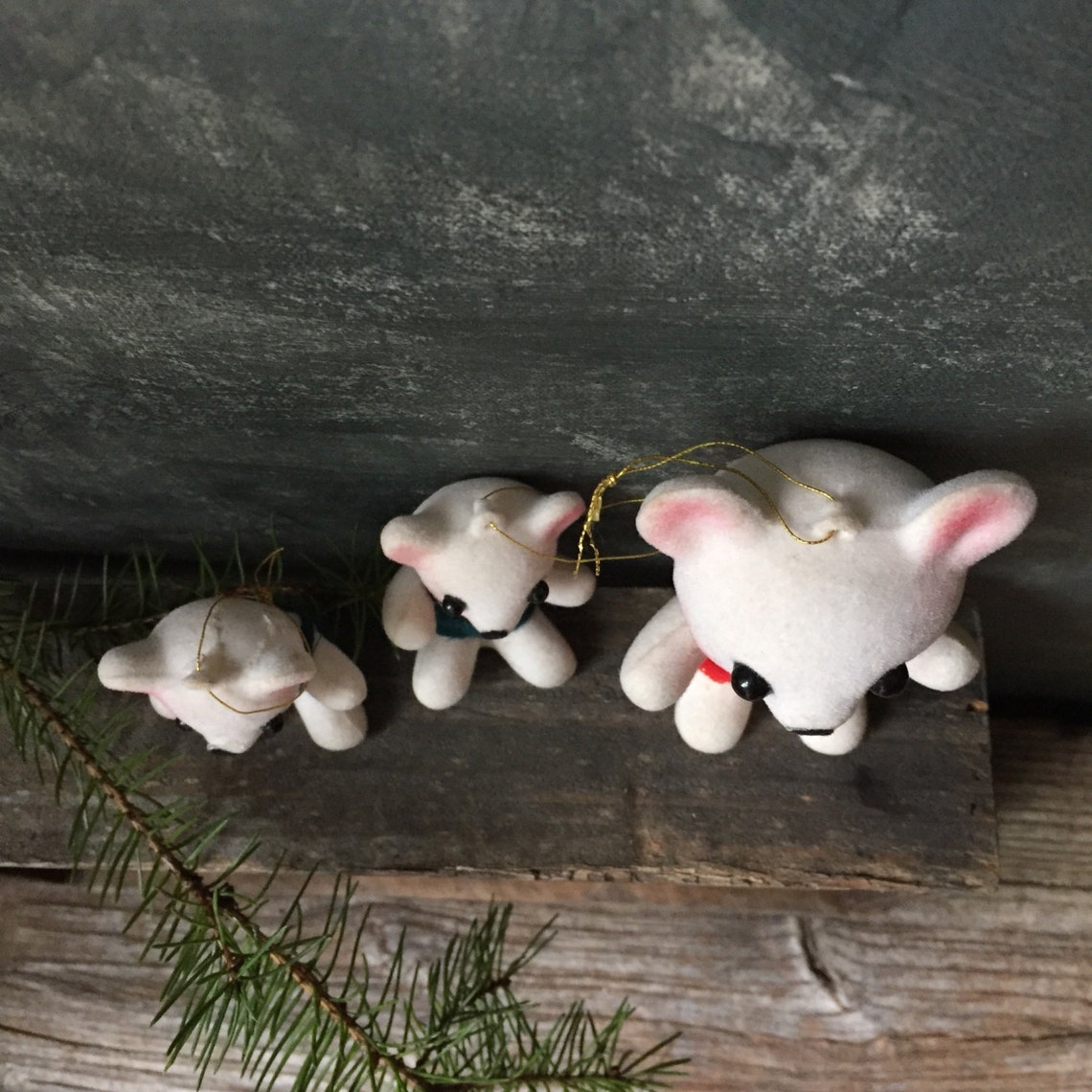 Flocked Bears Vintage Plastic Bear Tree Ornaments Christmas | Etsy