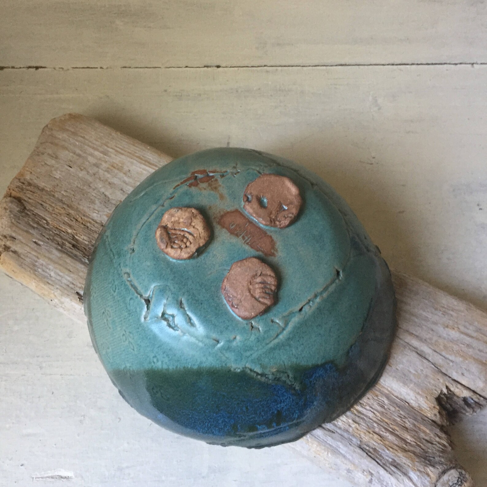 Blue Green Ceramic Bowl Hand Built Bowl Boho Pottery Bowl | Etsy