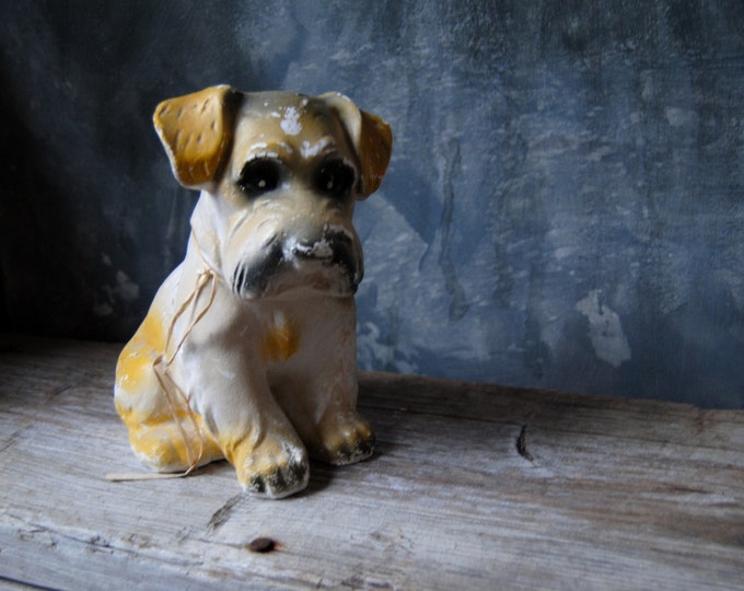 Vintage Chalkware Dog: Shabby Rustic Chippy Chalkware Terrier - Etsy