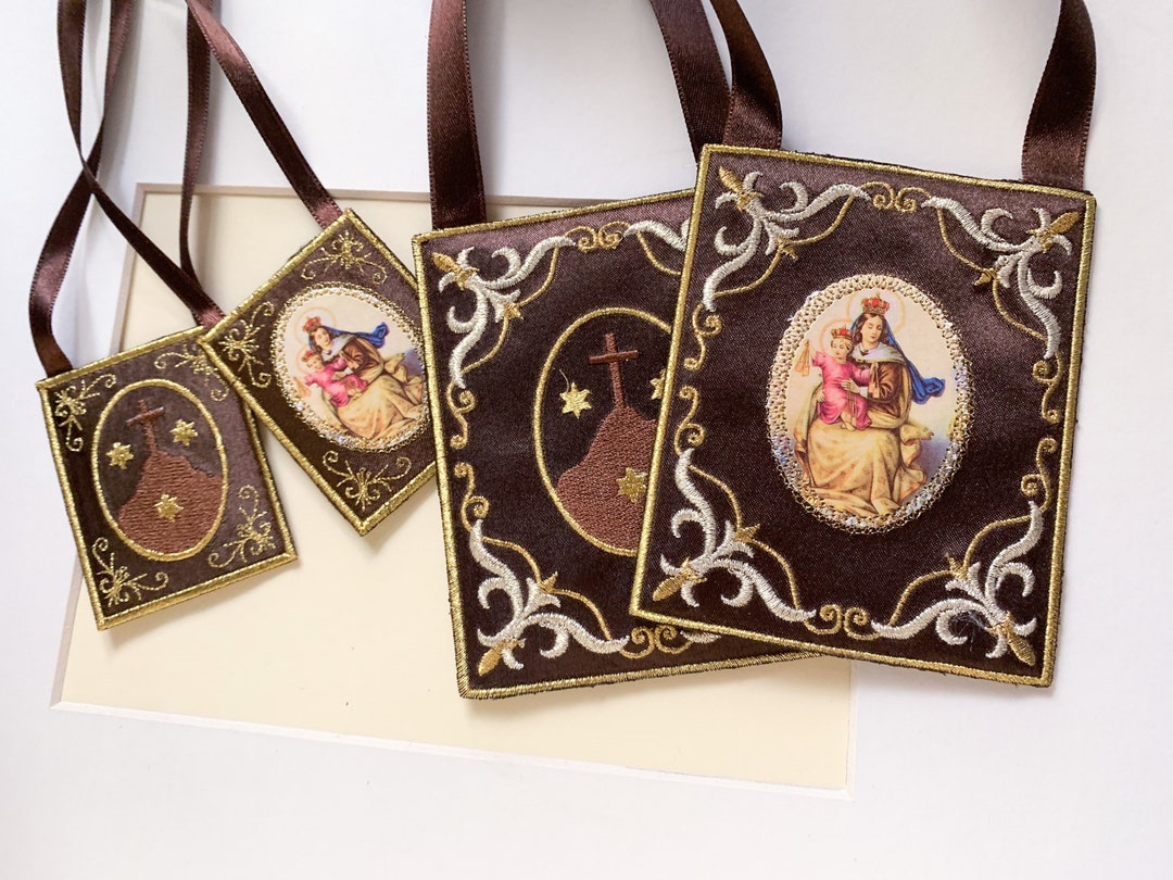 Large Brown Scapular for Home/ Our Lady of Mount Carmel/ Embroidered - Etsy