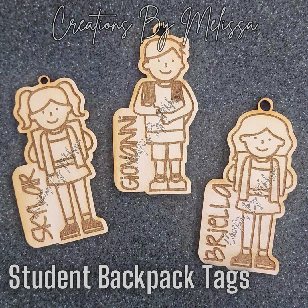 Backpack Bag Tag Keychain, Stick Figure Boy Girl Student, Back to ...