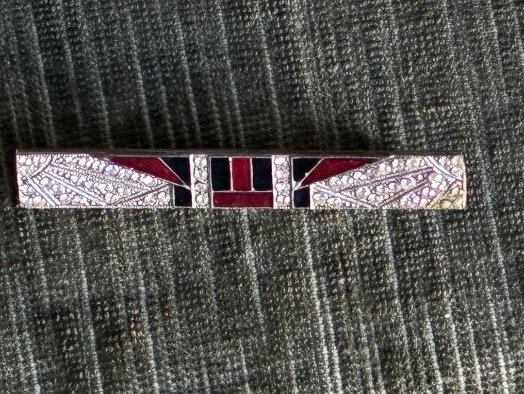 1970s Pierre Bex Style Art Deco Bar Brooch - Etsy