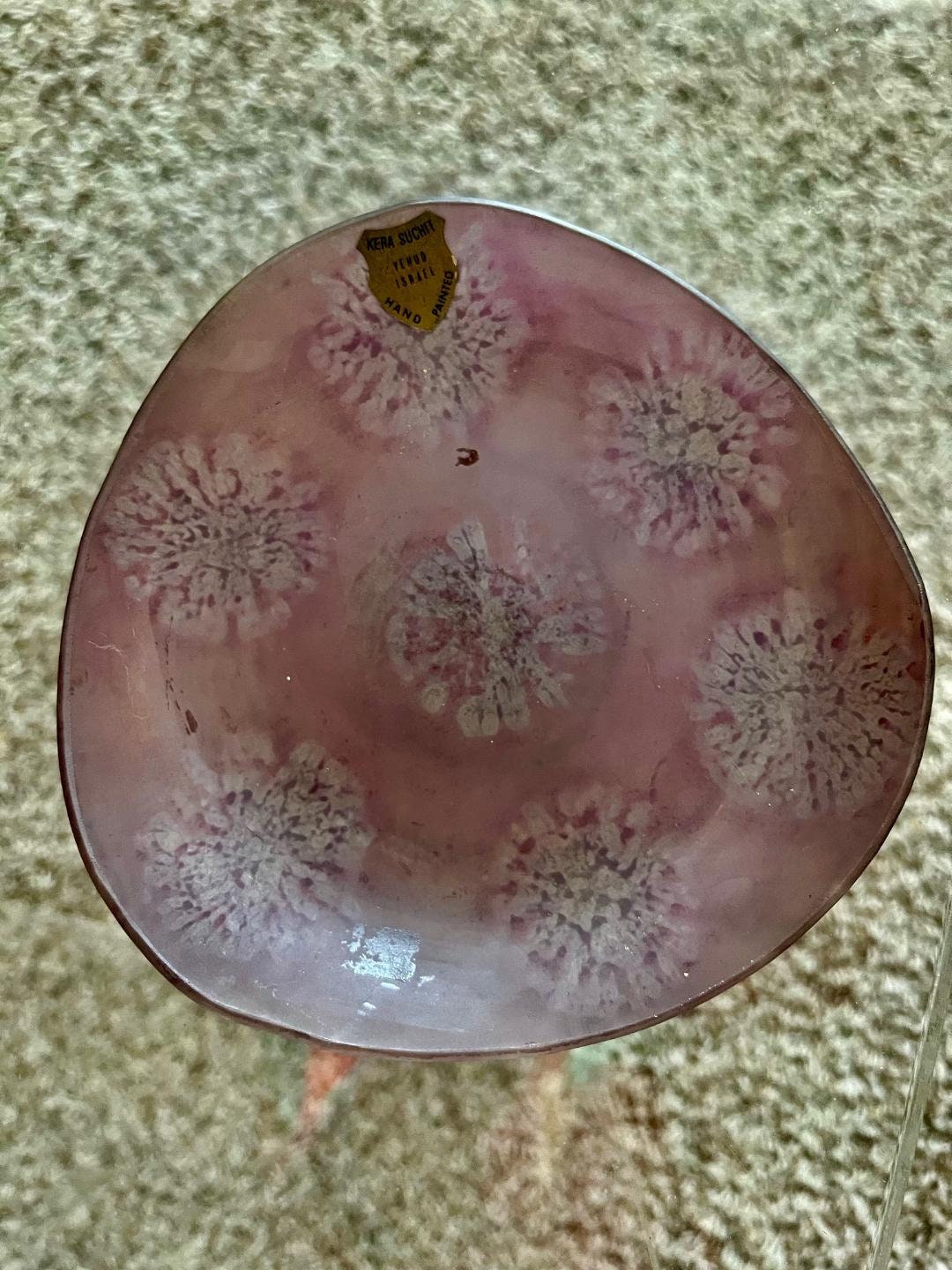 Vintage Kera Suchit Hand Painted Glass Dish From Israel - Etsy